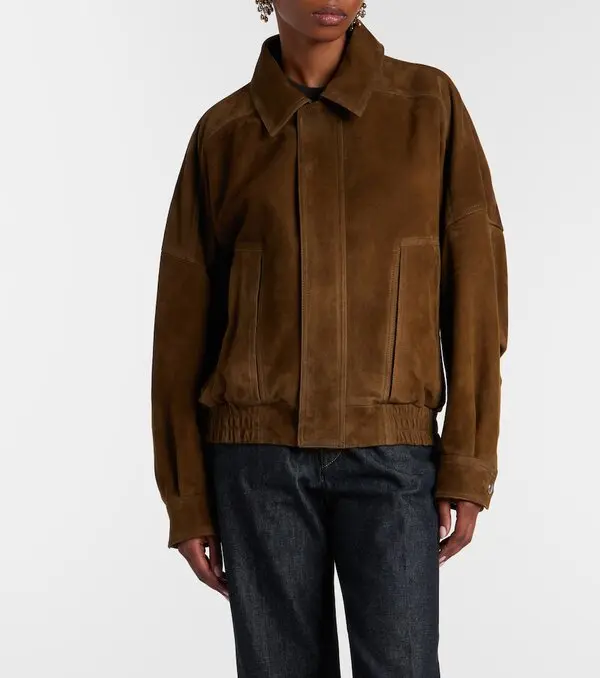 Nour Hammour Dalma Suede Blouson Jacket - Brown
