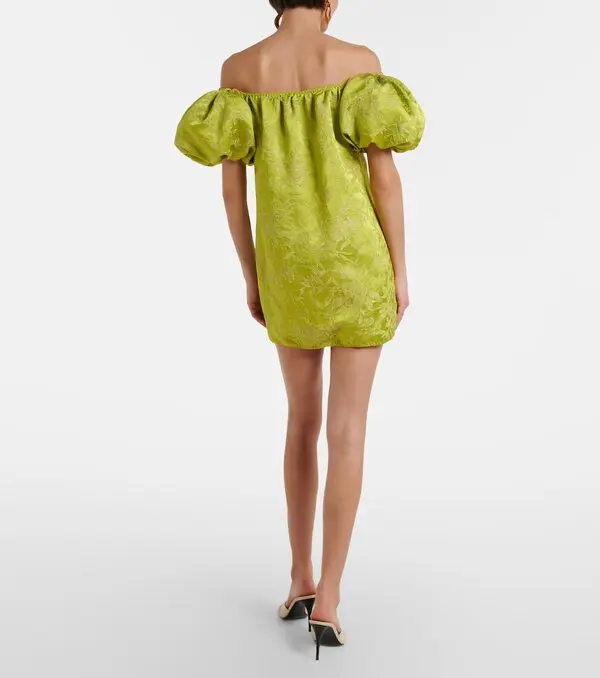 Saint Laurent Embroidered Duchess Satin Mini Dress