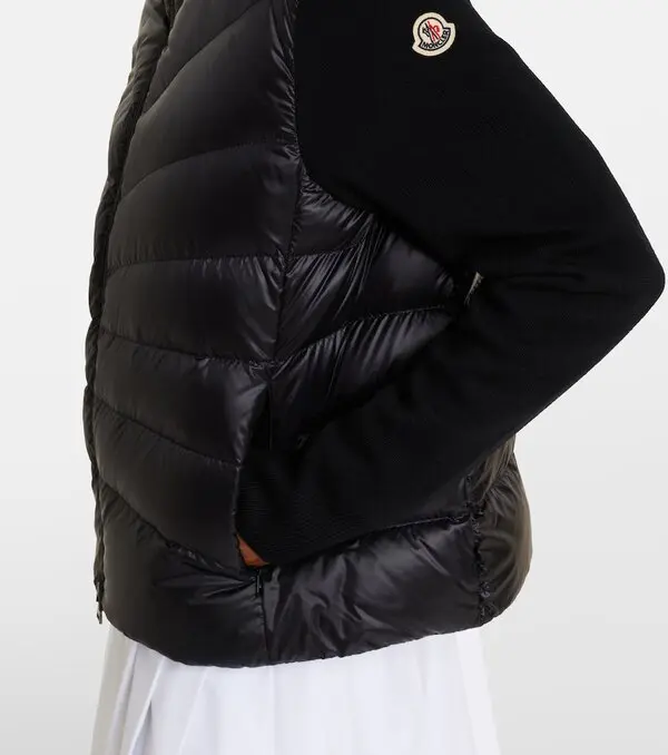 Moncler Virgin Wool Cardigan With Down Paneling