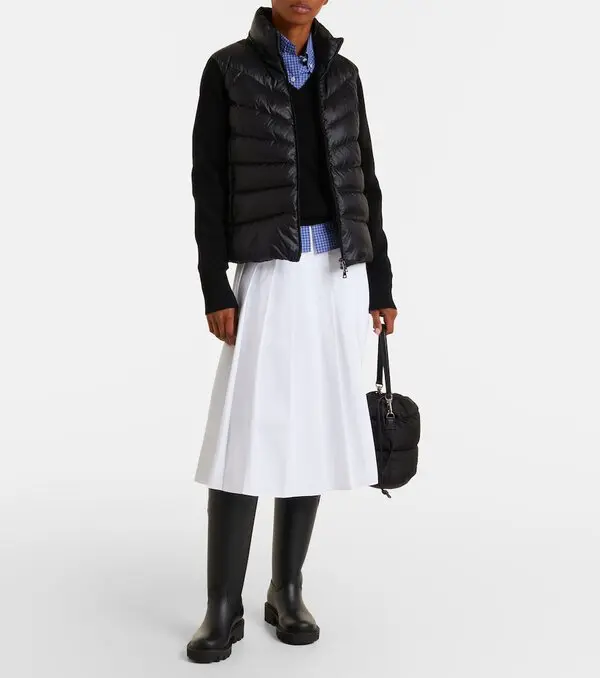 Moncler Virgin Wool Cardigan With Down Paneling