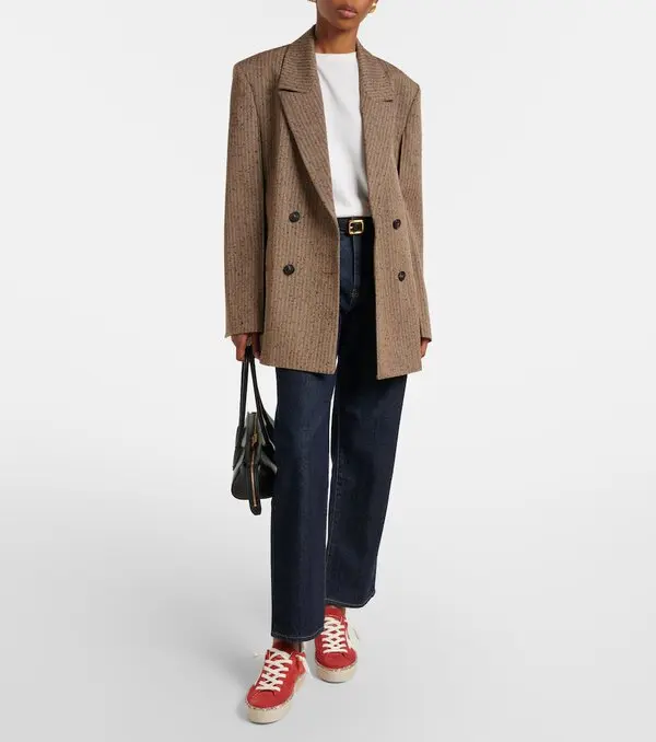 GOLDEN GOOSE Hi Star Glitter-trimmed Suede Sneakers