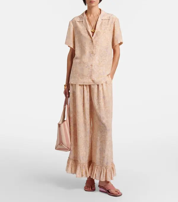Chloé Leather Wedge Thong Sandals - Pink