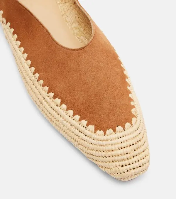 Gabriela Hearst Strength Crochet Raffia-trimmed Suede Flats