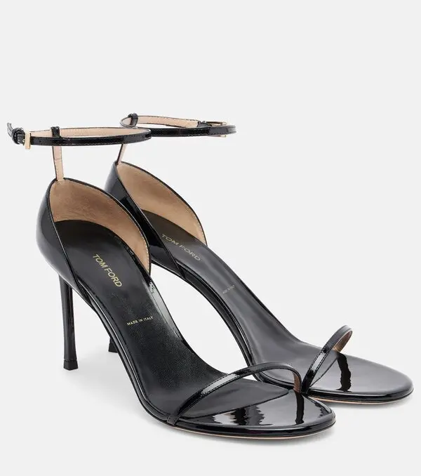 TOM FORD Vertigo Patent Leather Sandals - Black