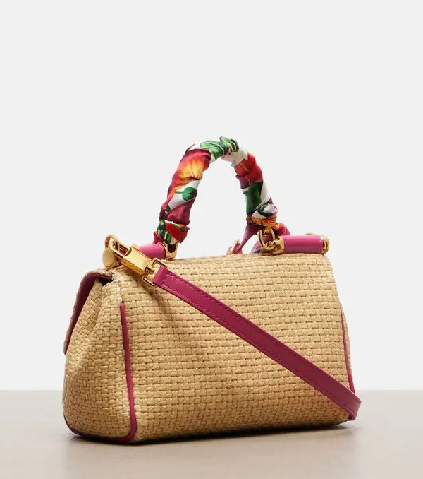 Dolce & Gabbana Sicily Small Raffia-effect Top-handle Bag