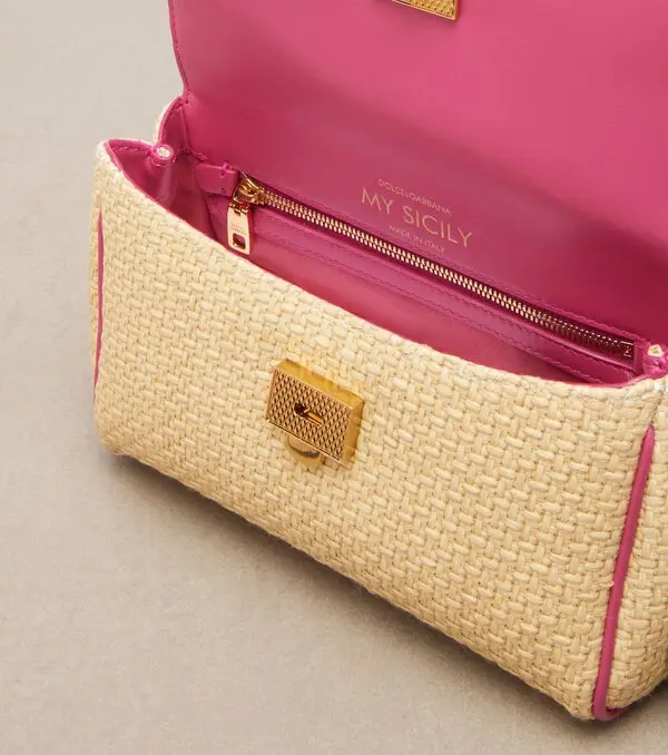 Dolce & Gabbana Sicily Small Raffia-effect Top-handle Bag
