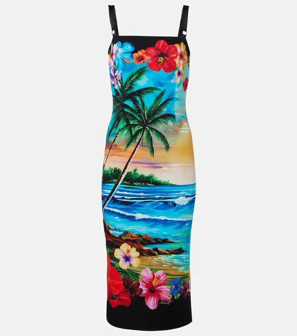 Dolce & Gabbana Printed Silk-blend Midi Dress - Multicoloured