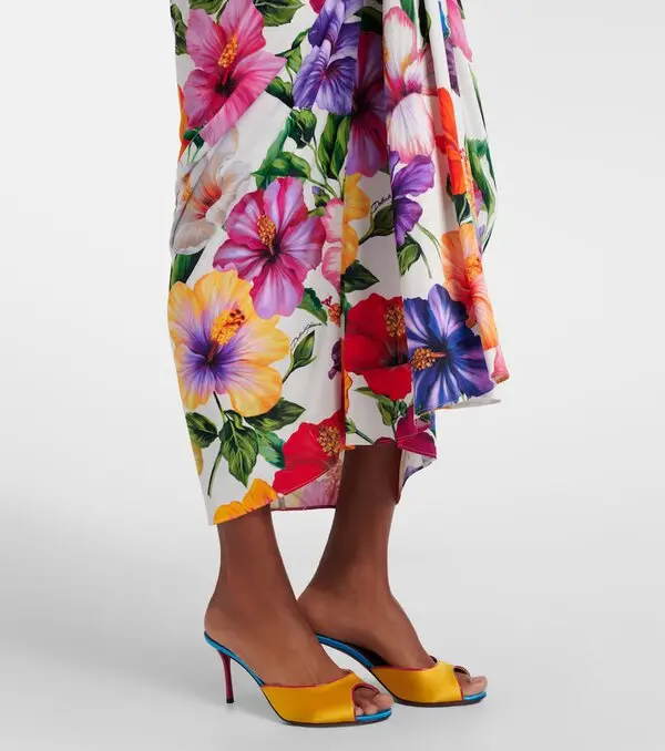 Dolce & Gabbana Floral Cutout Gathered Midi Dress