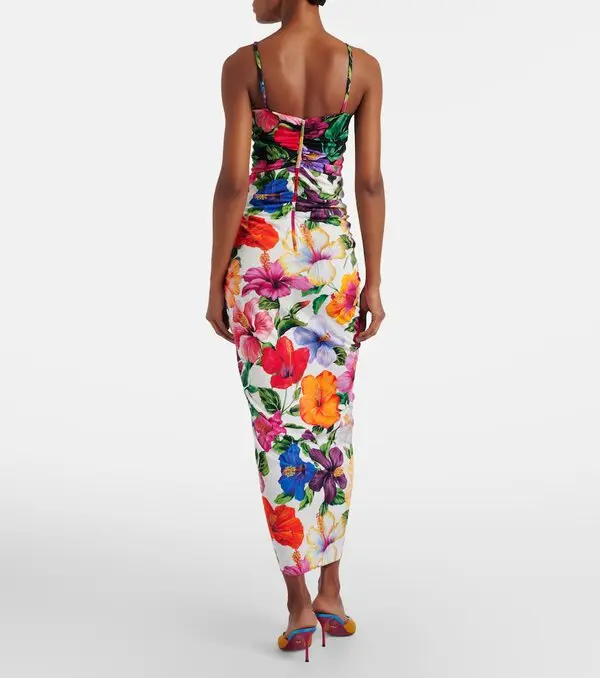 Dolce & Gabbana Floral Cutout Gathered Midi Dress
