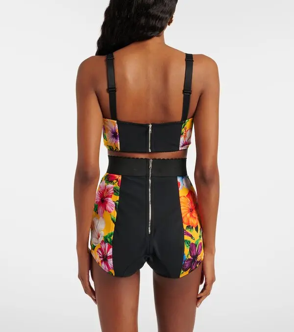 Dolce & Gabbana Floral Silk-blend Cropped Top - Multicoloured