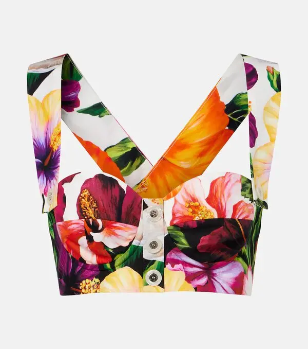 Dolce & Gabbana Floral Cotton Crop Top - Multicoloured
