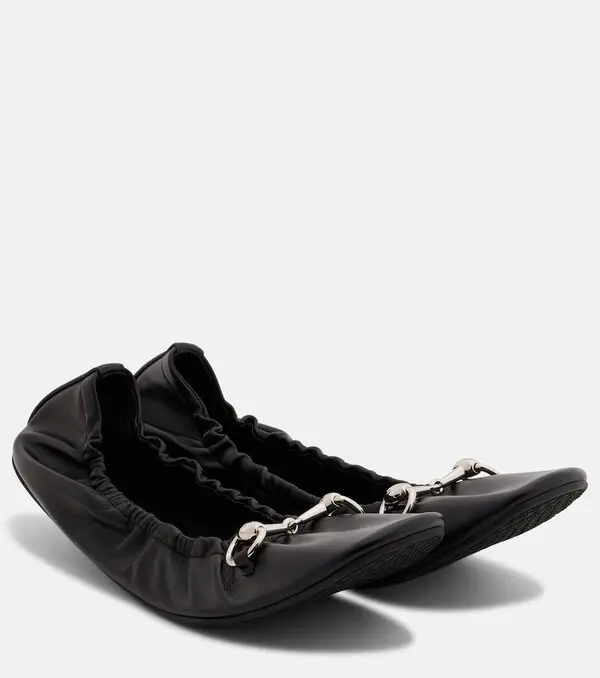 Gucci Prima Horsebit Leather Ballet Flats