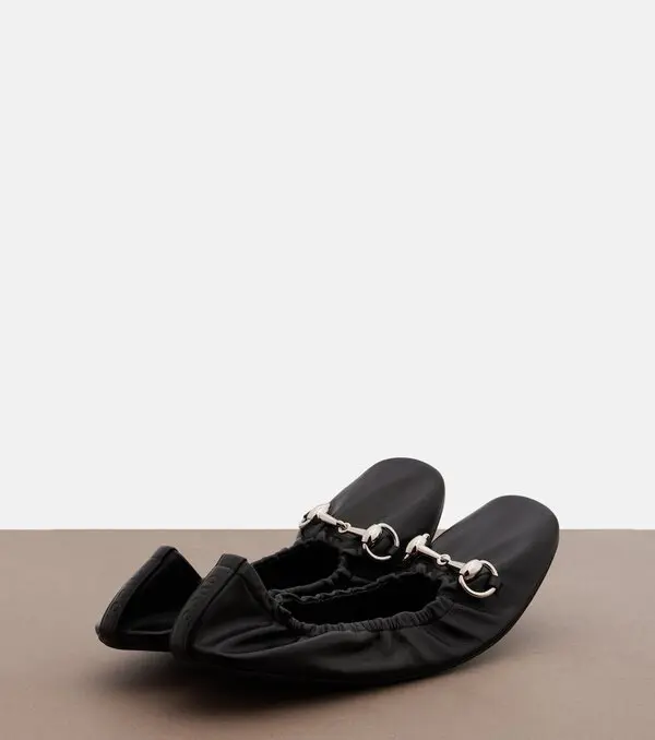 Gucci Prima Horsebit Leather Ballet Flats