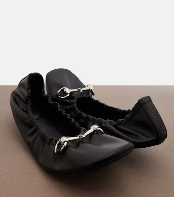 Gucci Prima Horsebit Leather Ballet Flats