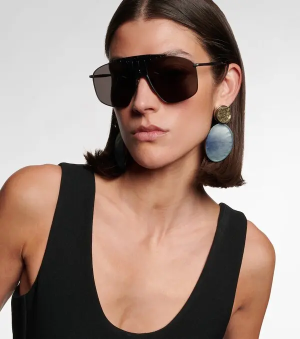 Alaïa Lettering Logo Aviator Sunglasses