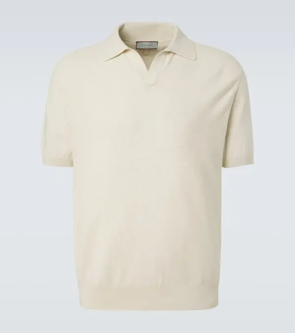 Canali Cotton And Silk Polo Shirt - Beige