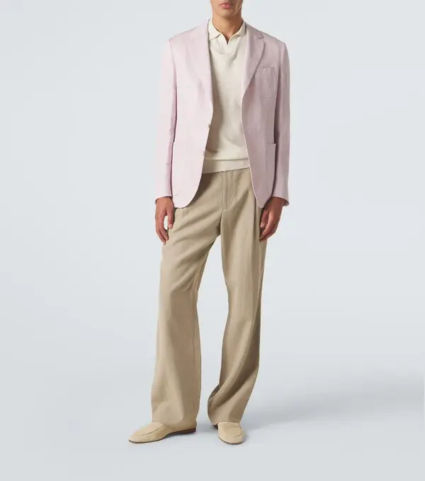 Canali Cotton And Silk Polo Shirt - Beige