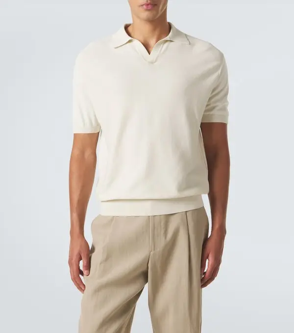 Canali Cotton And Silk Polo Shirt - Beige