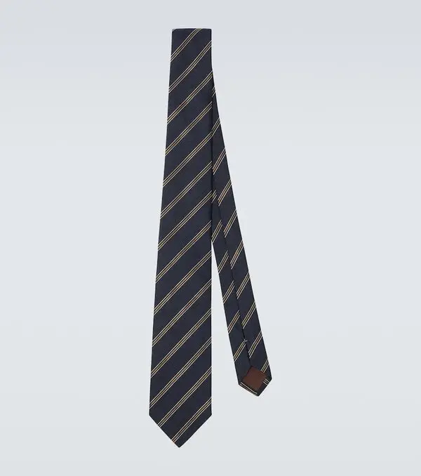 Canali Striped Silk And Wool Neck Tie - Blue