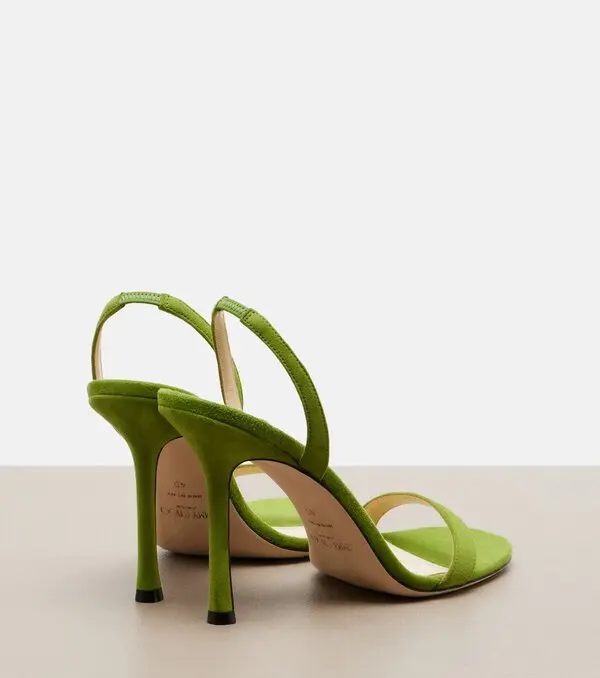 JIMMY CHOO Jenn Suede Slingback Sandals - Green
