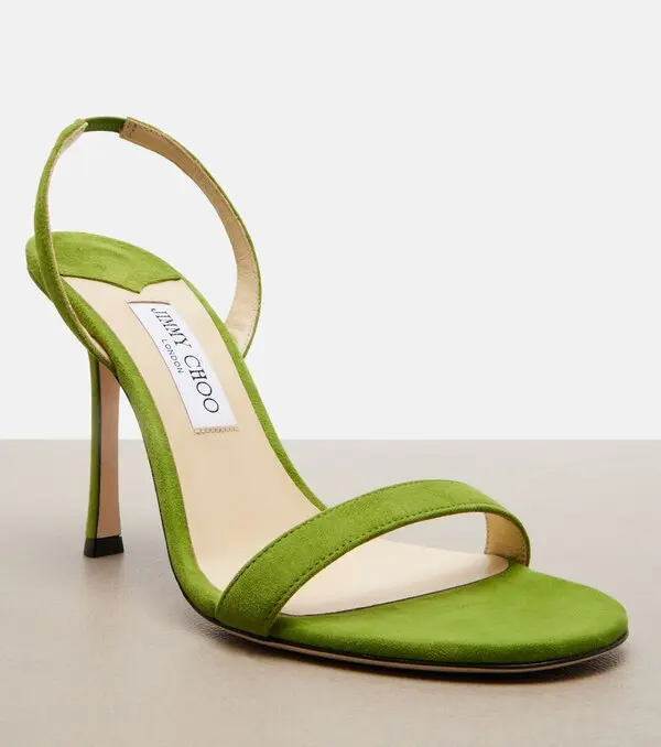 JIMMY CHOO Jenn Suede Slingback Sandals - Green