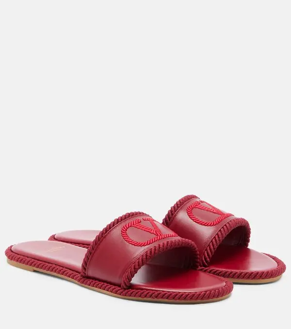 Valentino Garavani Vlogo Leather Espadrille Sandals - Red