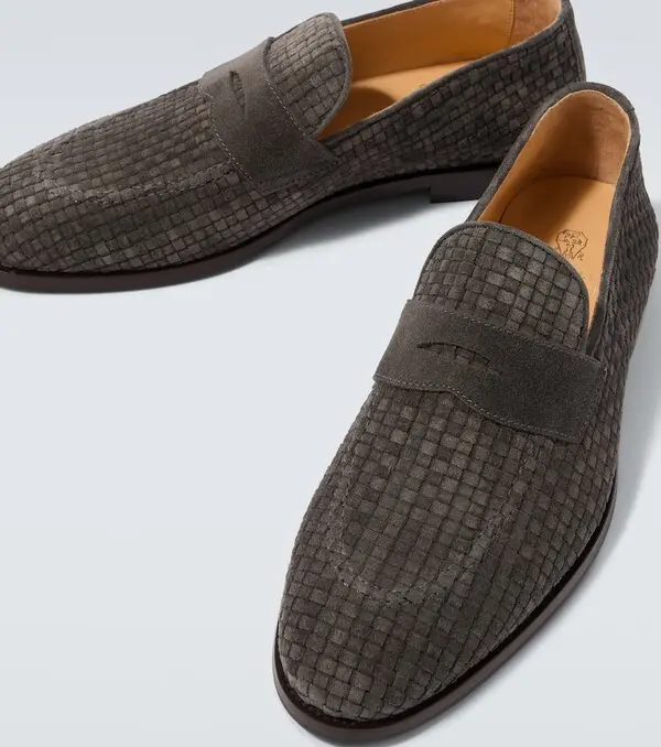 Brunello Cucinelli Woven Suede Loafers