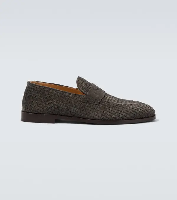 Brunello Cucinelli Woven Suede Loafers