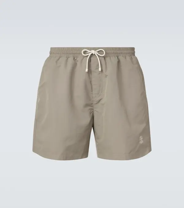 Brunello Cucinelli Logo Swim Trunks - Green