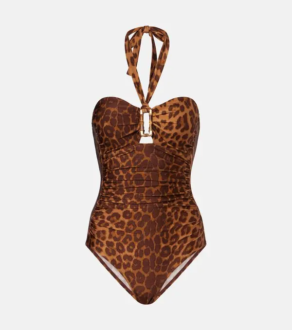 Zimmermann Halterneck Swimsuit - Brown