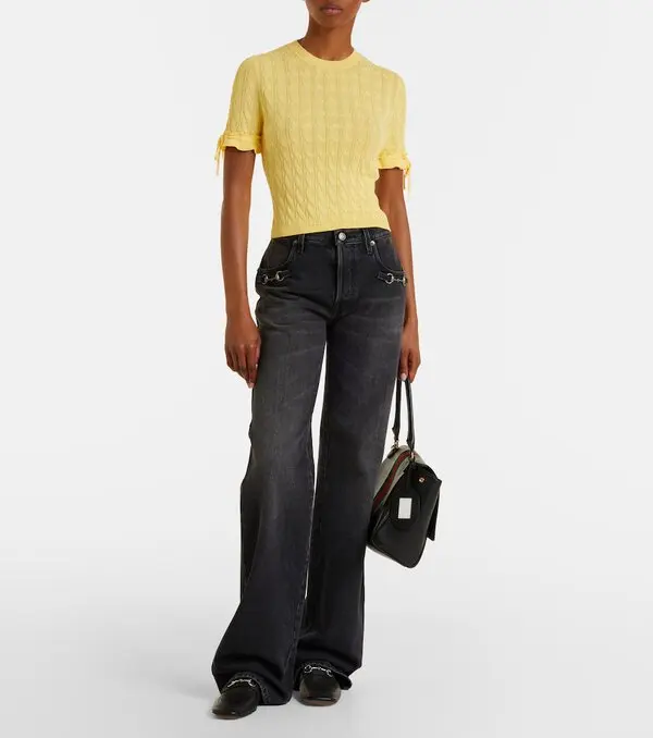 Gucci Cable Knit Sweater With Ruffled Cuffs