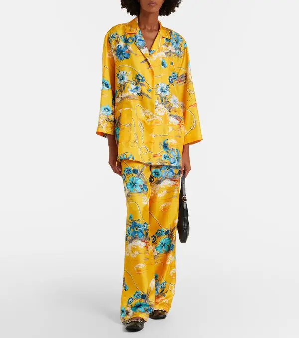 Gucci Flora Silk Palazzo Pants
