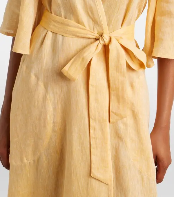ERES Audacieuse Belted Linen Maxi Dress - Yellow
