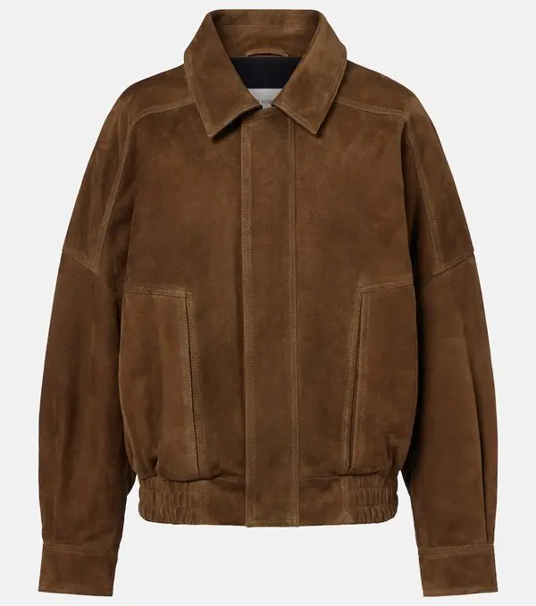 Nour Hammour Dalma Suede Blouson Jacket - Brown