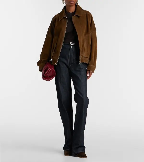 Nour Hammour Dalma Suede Blouson Jacket - Brown