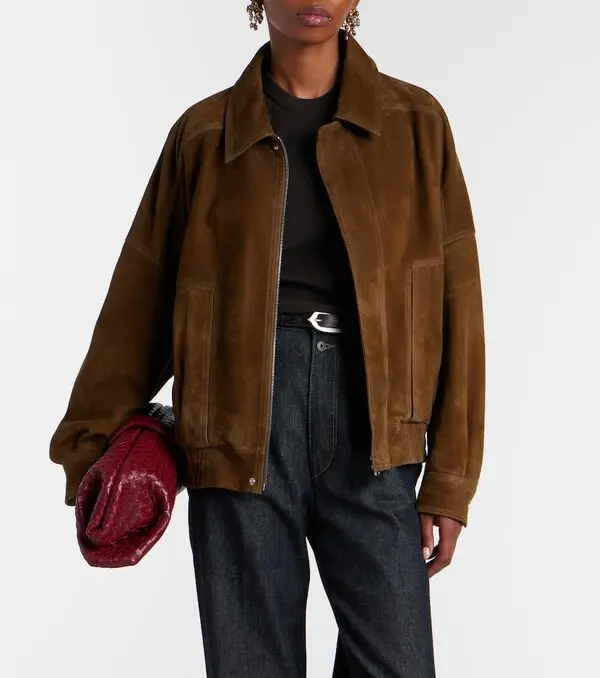 Nour Hammour Dalma Suede Blouson Jacket - Brown