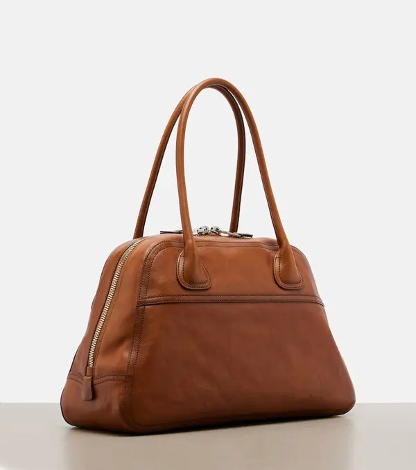 Miu Miu Medium Leather Bowling Bag - Brown