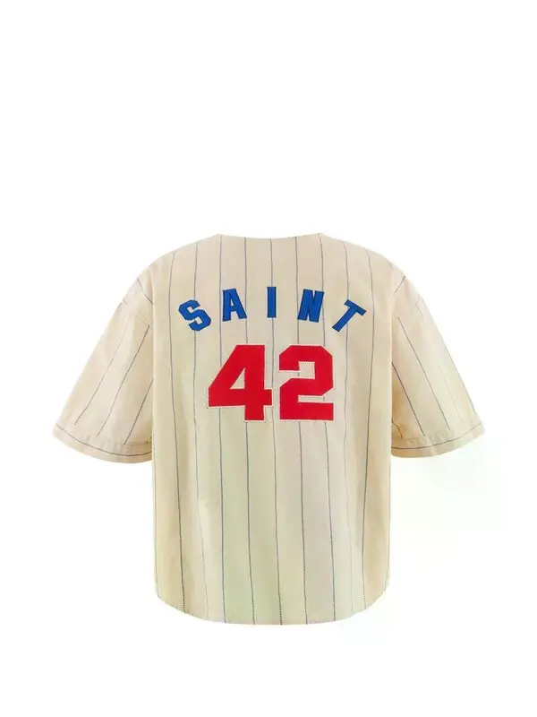 SAINT MXXXXXX Pinstripe-pattern Baseball Shirt