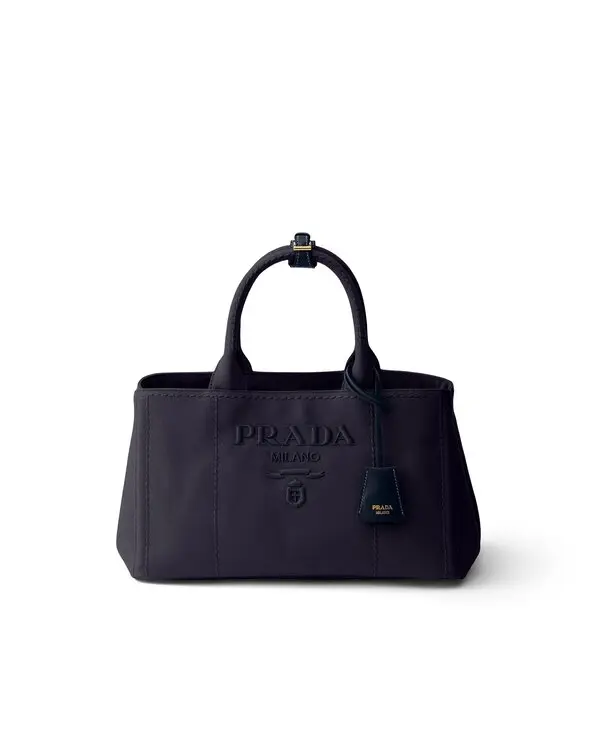 Prada Large Cotton Canvas Jardinière Handbag - Blue