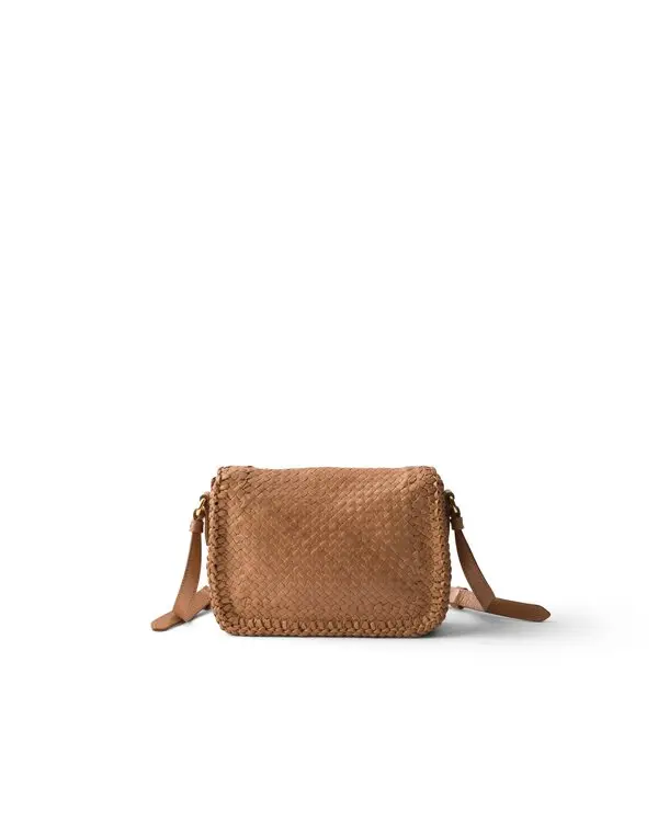 Prada Woven Leather Mini Shoulder Bag - Neutral