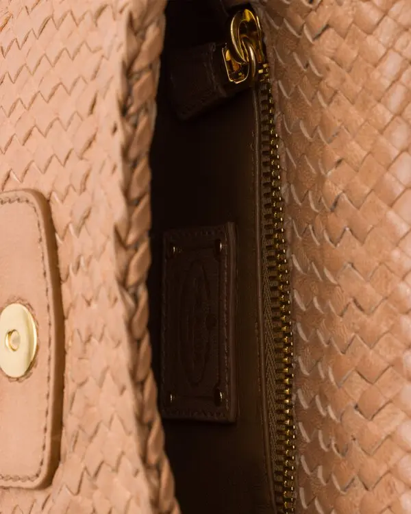 Prada Woven Leather Mini Shoulder Bag - Neutral