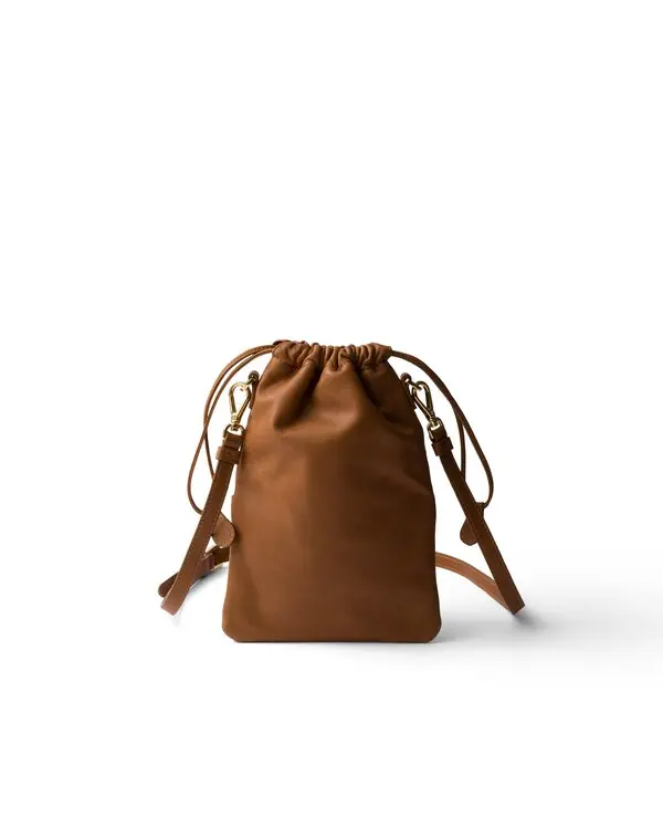 Prada Nappa Leather Drawstring Pouch - Brown