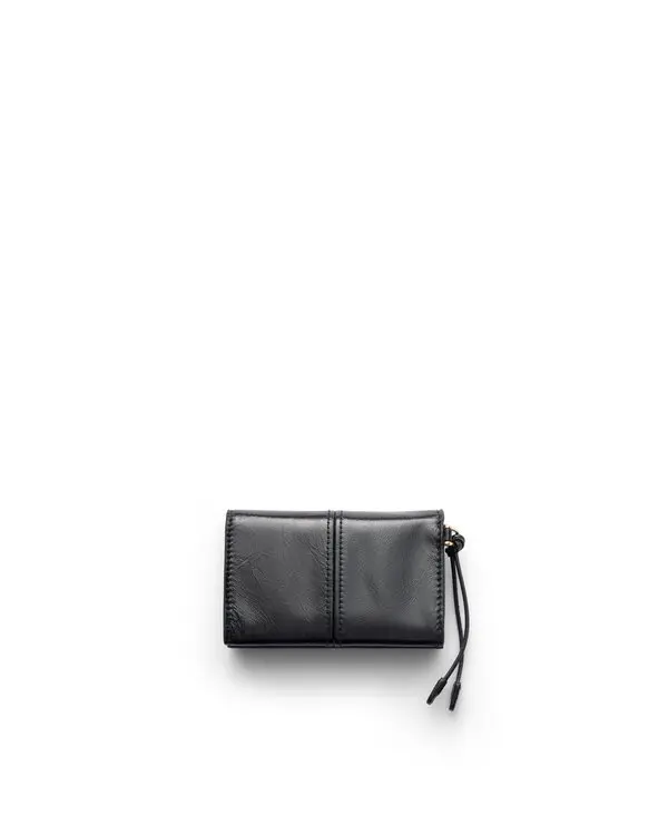 Prada Leather Card Holder With Flap - Black