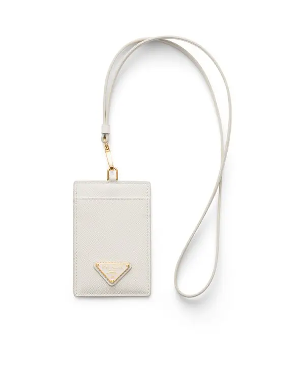 Prada Saffiano Leather Badge Holder - Neutral