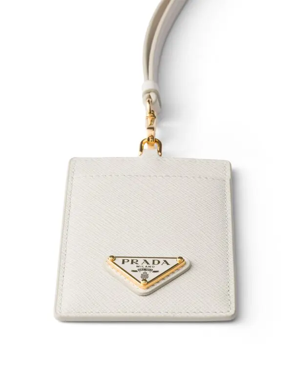 Prada Saffiano Leather Badge Holder - Neutral