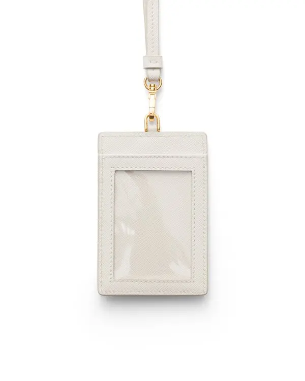 Prada Saffiano Leather Badge Holder - Neutral