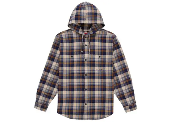 Supreme Hooded Flannel Shirt - Brown