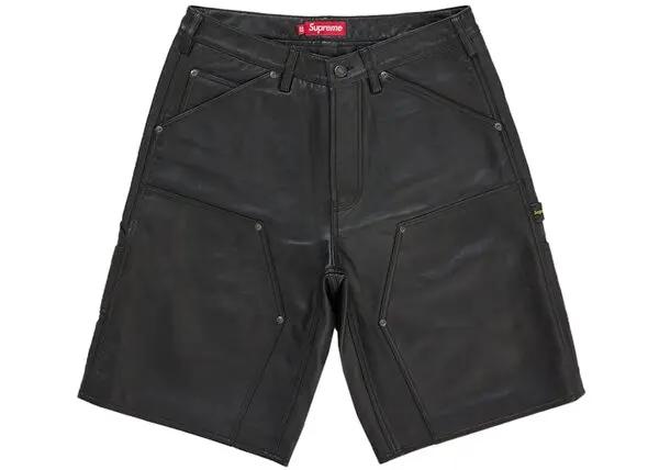 Supreme Leather Double Knee Painter Short - Black