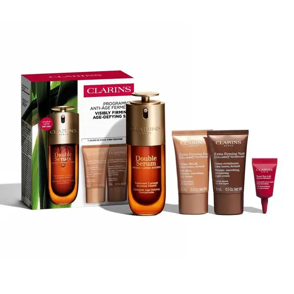 Clarins Double Serum + Extra-firming Collection | Featuring Double Serum + Extra-firming Day + Night Cream | Anti-aging Skincare Essentials - One-color