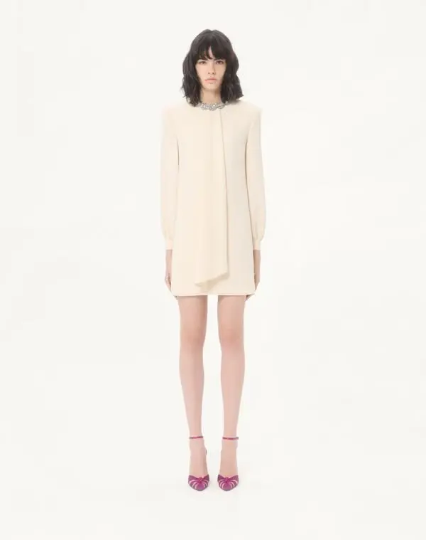 Valentino Garavani Cady Couture Embroidered Short Dress - Coral/silver